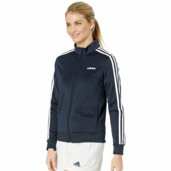 adidas | Jackets & Coats | Adidas Womens Navy White 3 Stripe Track ...